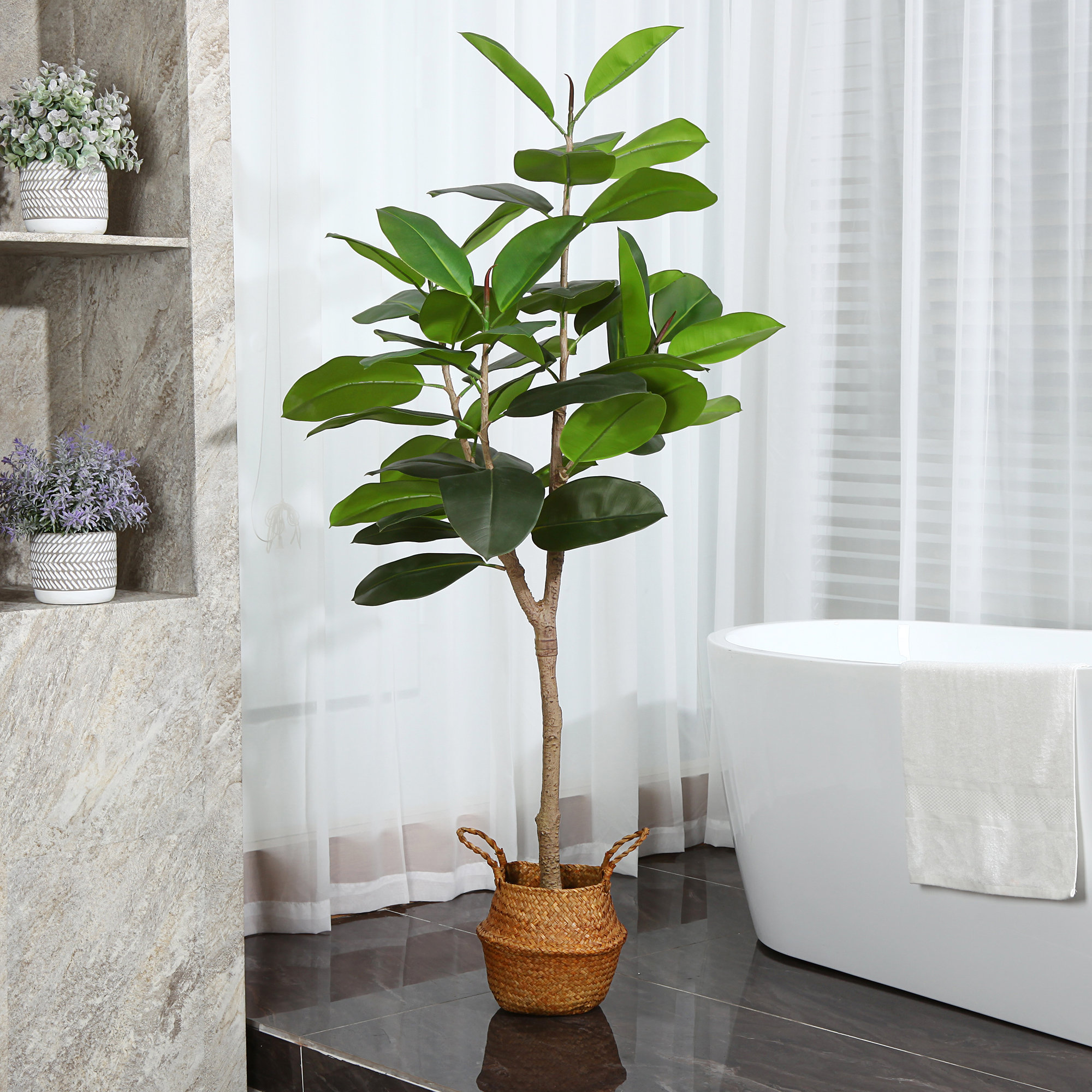 Primrue Artificial Rubber Tree in Pot & Reviews | Wayfair