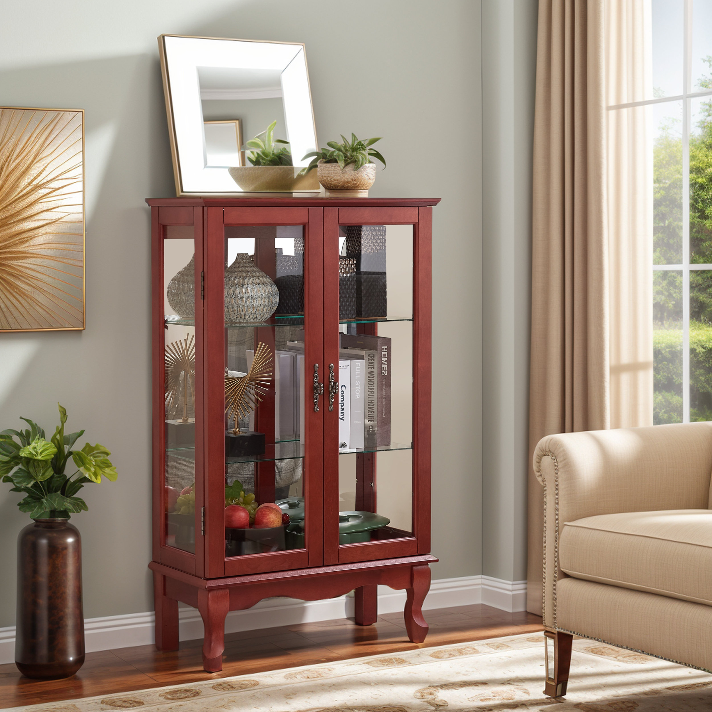 Alcott Hill American Vintage Style 2 Tempered Glass Door Display ...