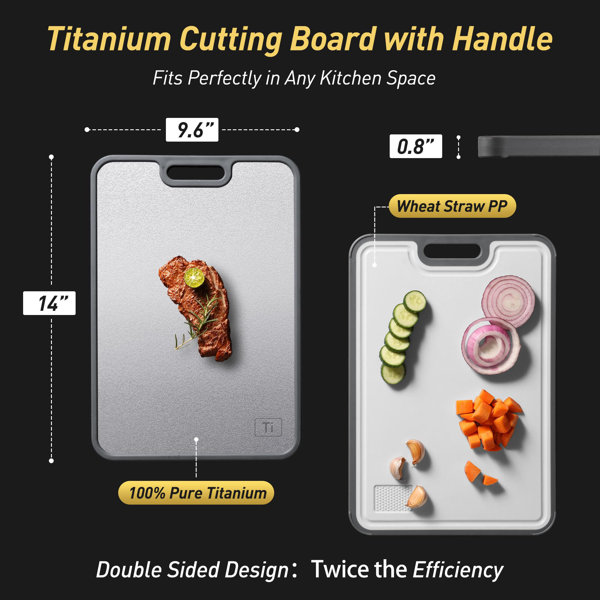YUEZHUSHANGMAO 2 In 1 Pure Titanium Cutting Boards With Handle Small ...
