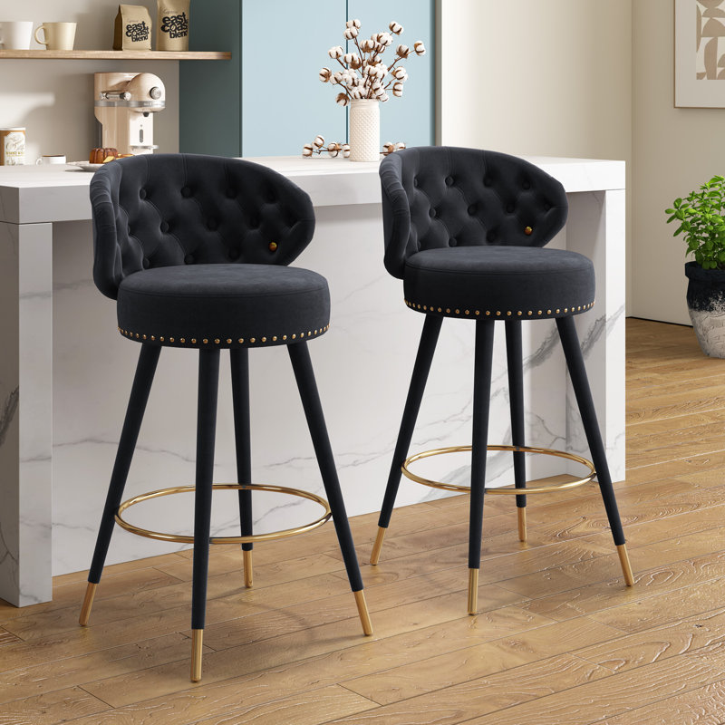 Willa Arlo™ Interiors Bahena 360° Swivel Bar Stools, Upholstered 27.95 ...