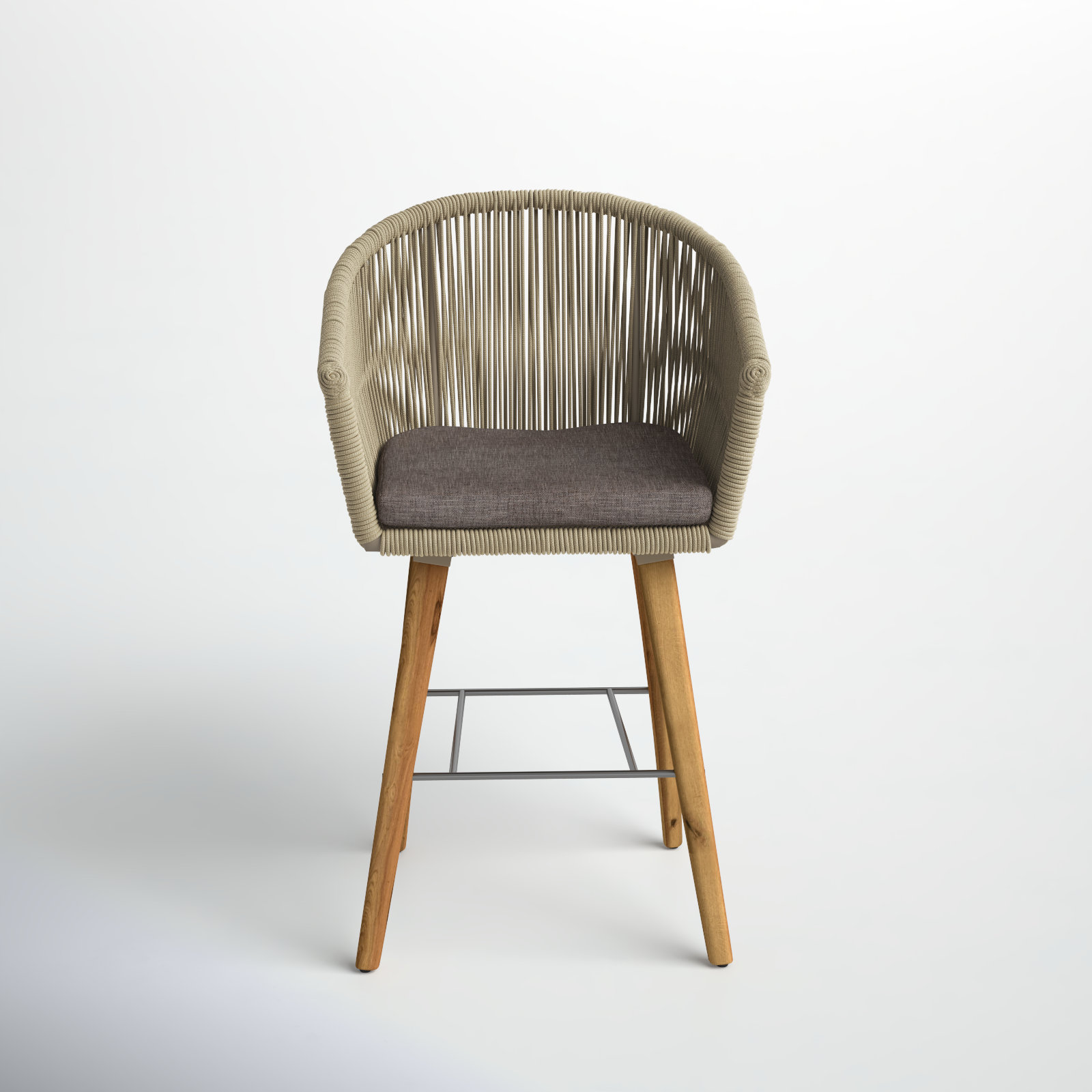 AllModern Fabric Woven Rope Indoor Bar Stool with Polyester Cushion and ...