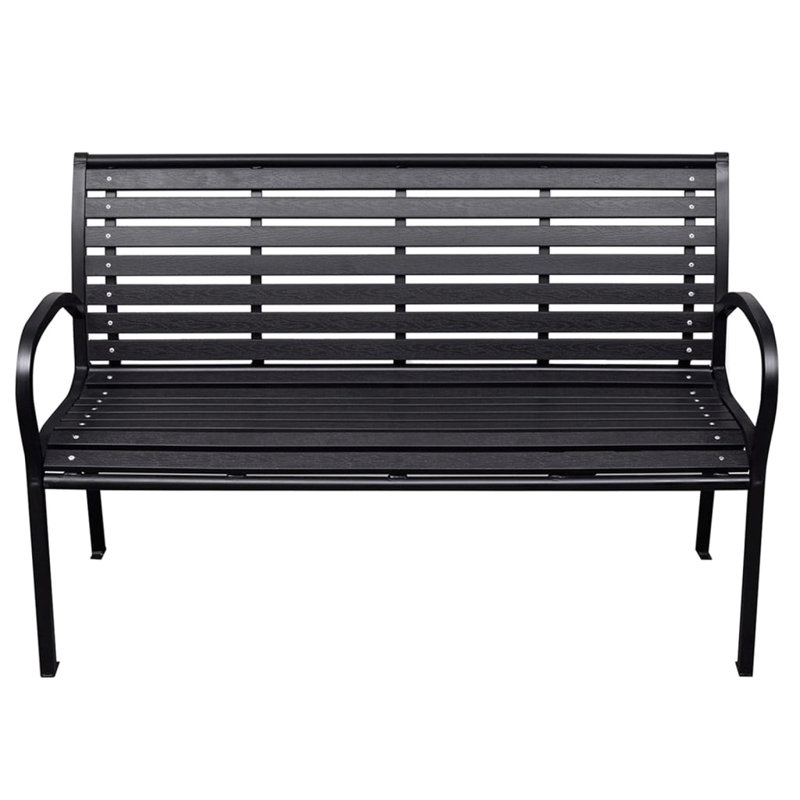 Red Barrel Studio® Fenelia Patio Bench Black 45.7" Steel and WPC | Wayfair