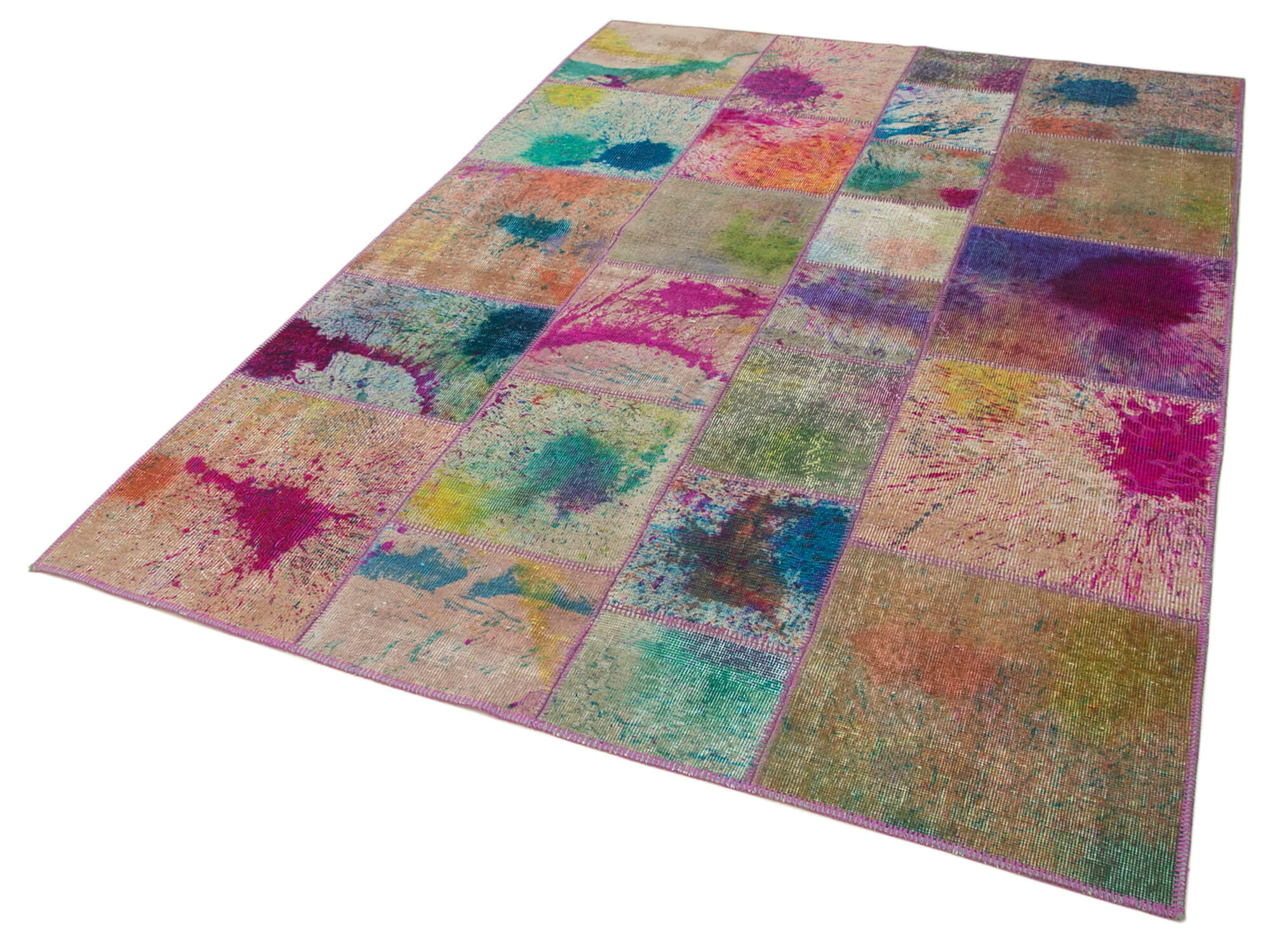Aegean House Kırk Yama Pink Patchwork Wool Handmade Area Rug - Wayfair ...
