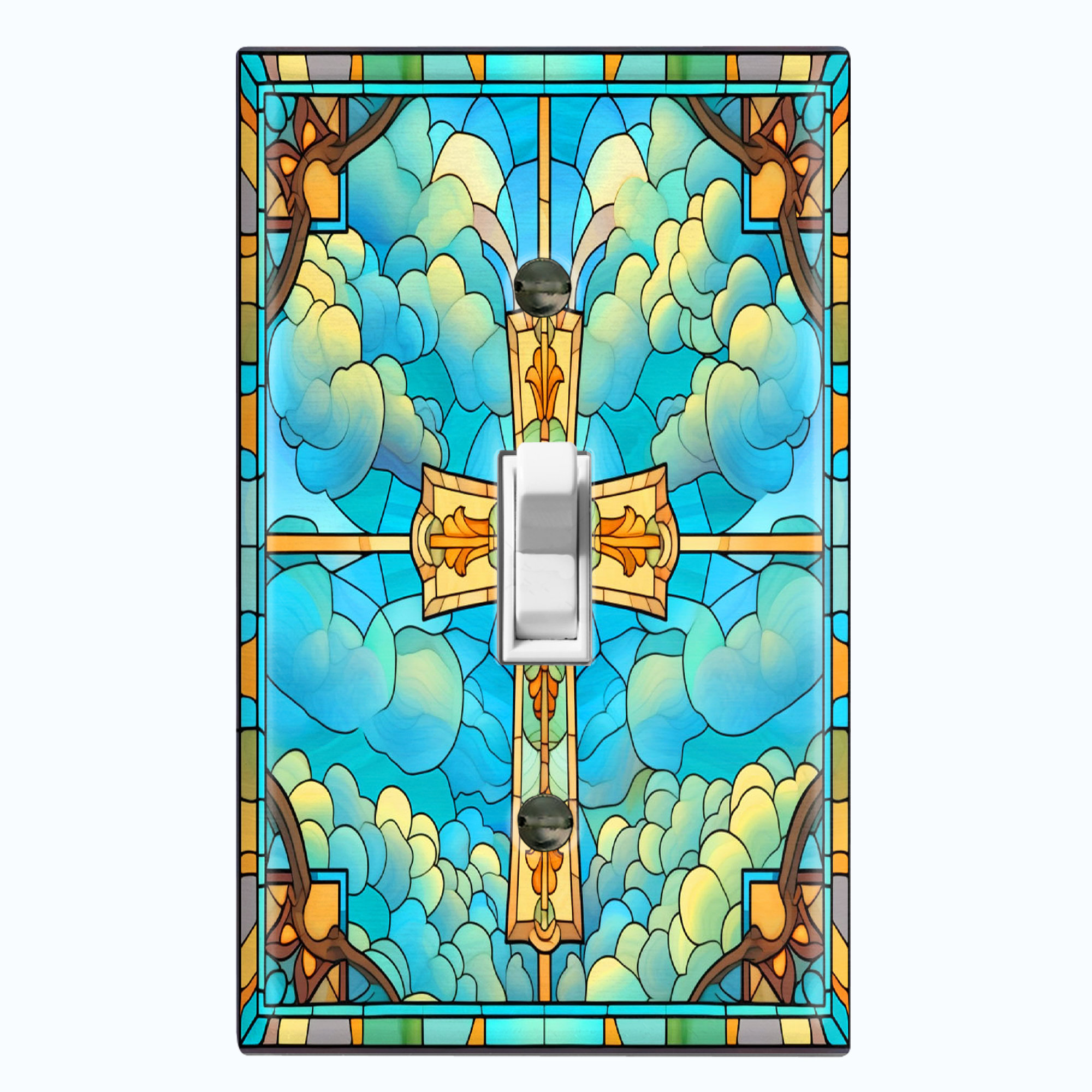 WorldAcc Metal Light Switch Plate Outlet Cover (Religious Cross Blue ...