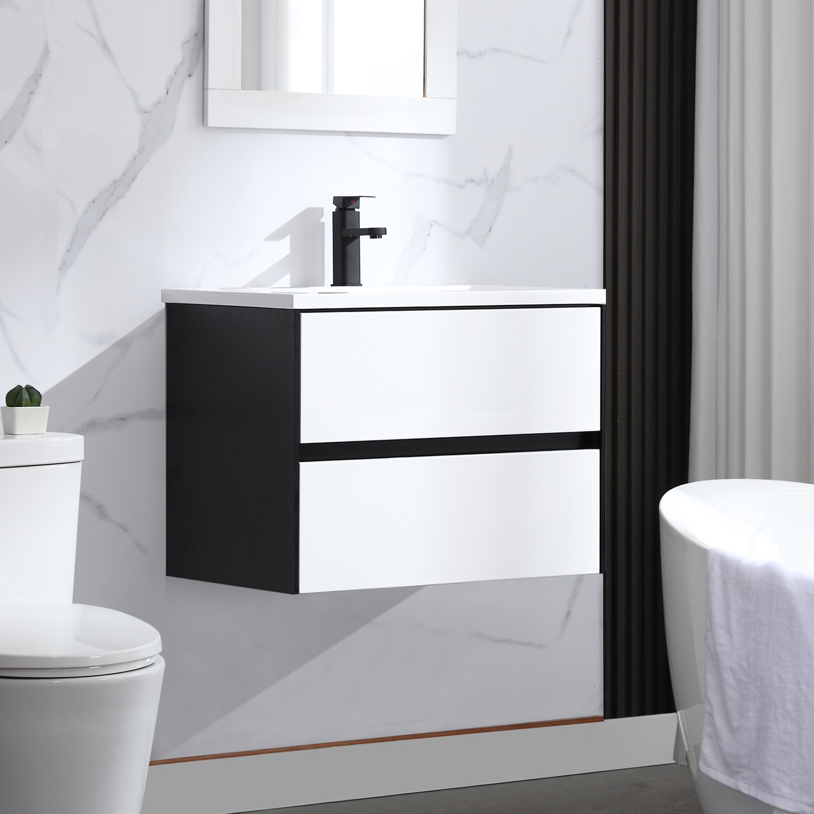 Wade Logan® Boneschans 30'' Wall Mounted Single Bathroom Vanity with ...