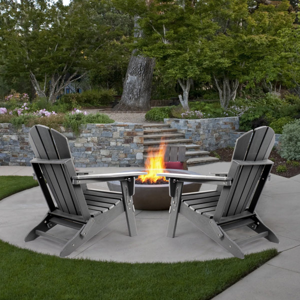 Highland Dunes Adjustable Backrest Adirondack Chair HDPE Adirondack ...