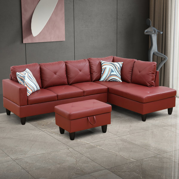 Ebern Designs Deb 3 - Piece Faux Leather Sectional - Wayfair Canada