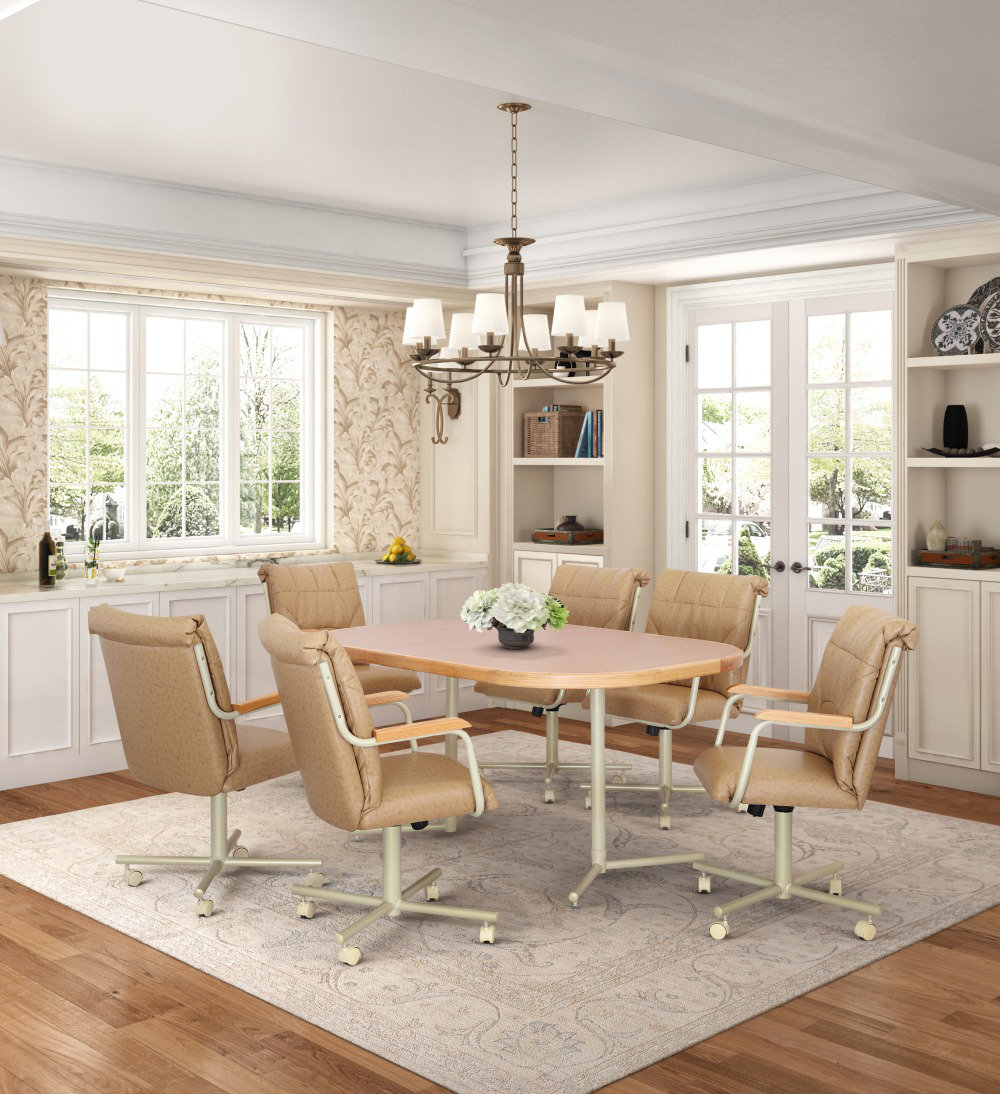 Caster Chair Company 7-Piece Extendable Double-Pedestal Caster Dining ...