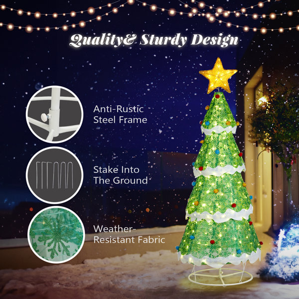The Holiday Aisle® Lighted Collapsible Tree With Warm White Lights And ...