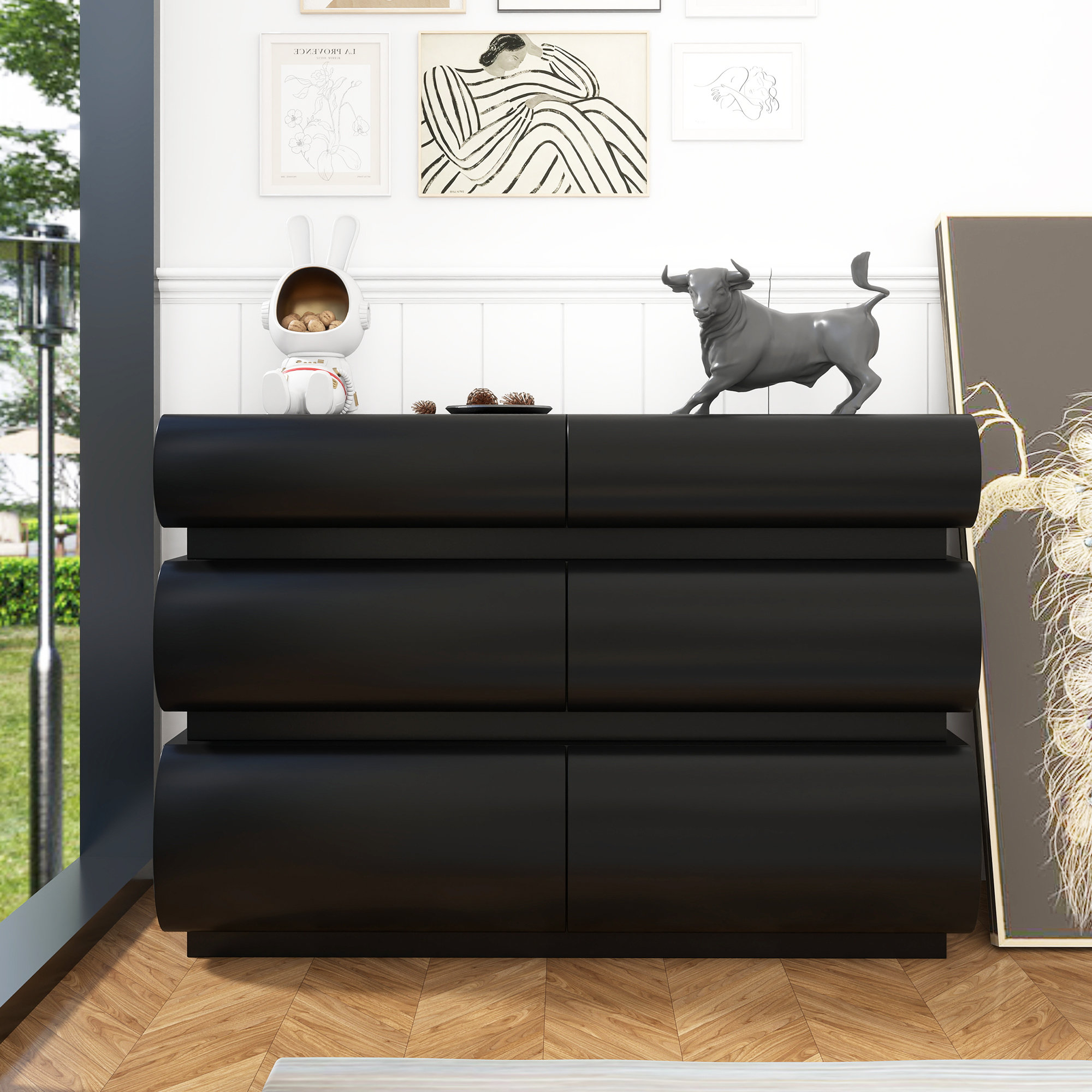 Ebern Designs Modern Dressers & Chests Of Drawers With 6 Drawers,dresser Cabinet Clothes Storage ...