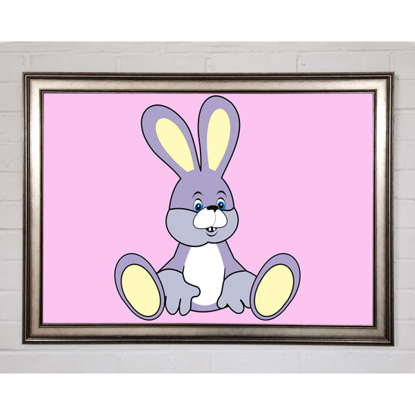 Happy Larry Rabbit Sitting Down Pink Framed Print | Wayfair.co.uk