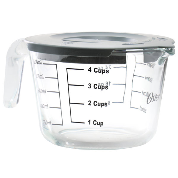 Oster Coolidge 4 Cup Clear Glass Measuring Cup with Snap on Lid ...