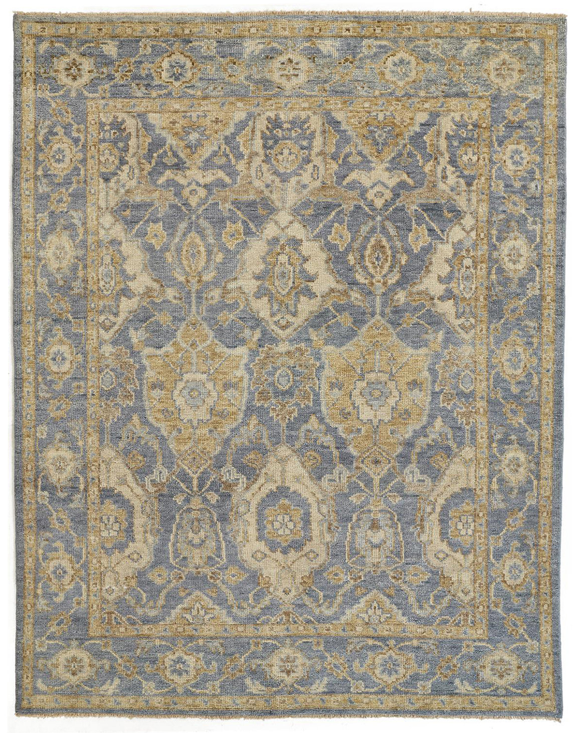 Langley Street Cabool Oriental Hand Knotted Cotton/Wool Warm Blue/Gold ...