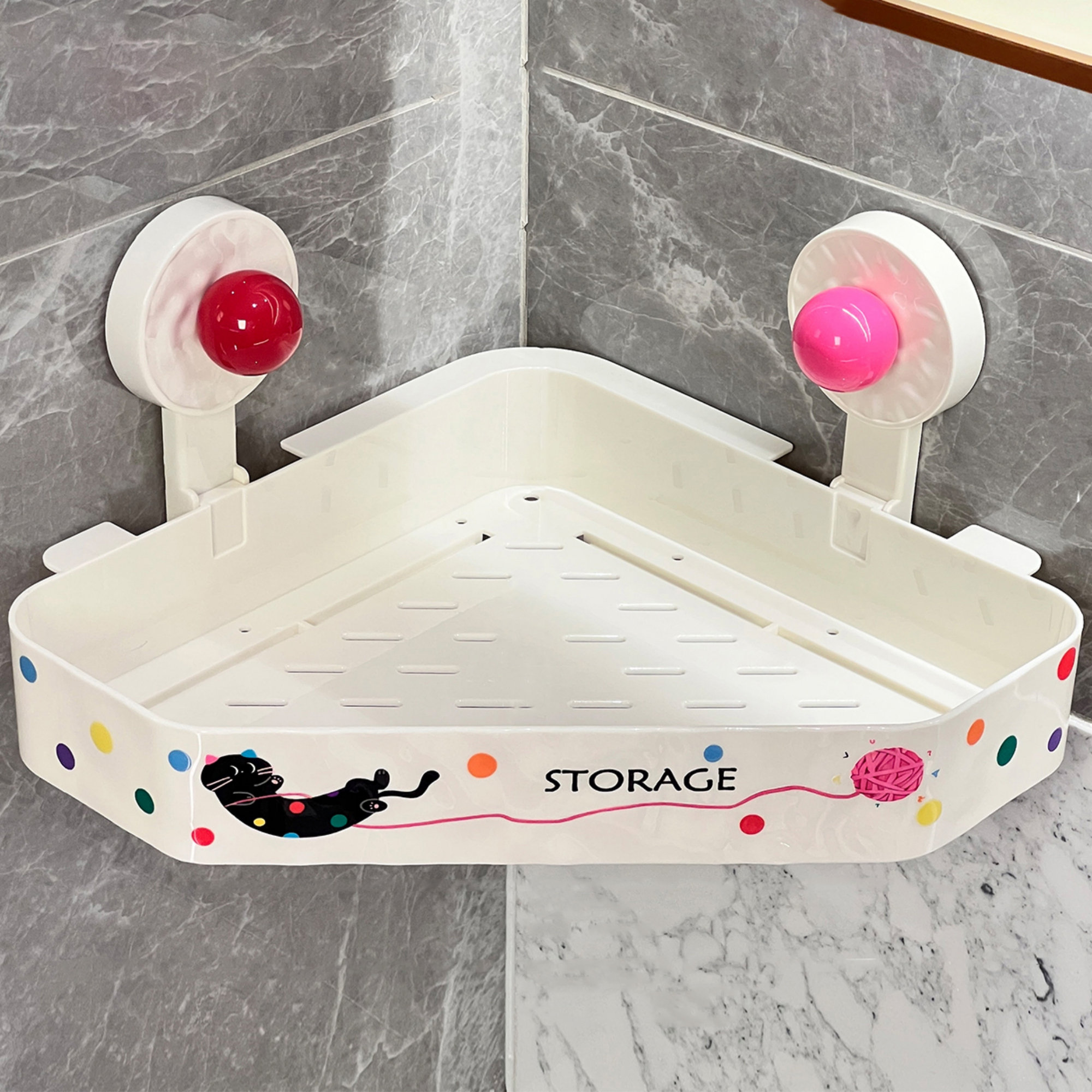 Rebrilliant Non Perforated Bathroom Storage Rack, Suction Cup Corner ...