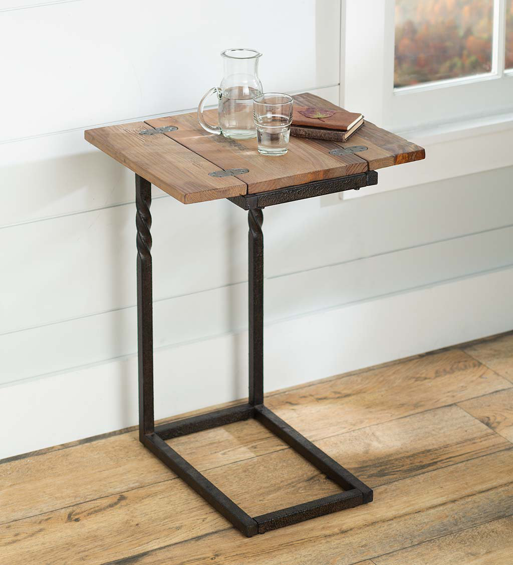 Plow & Hearth Rustic Pull-Up Table with Fold-Out Leaves in Wood and ...
