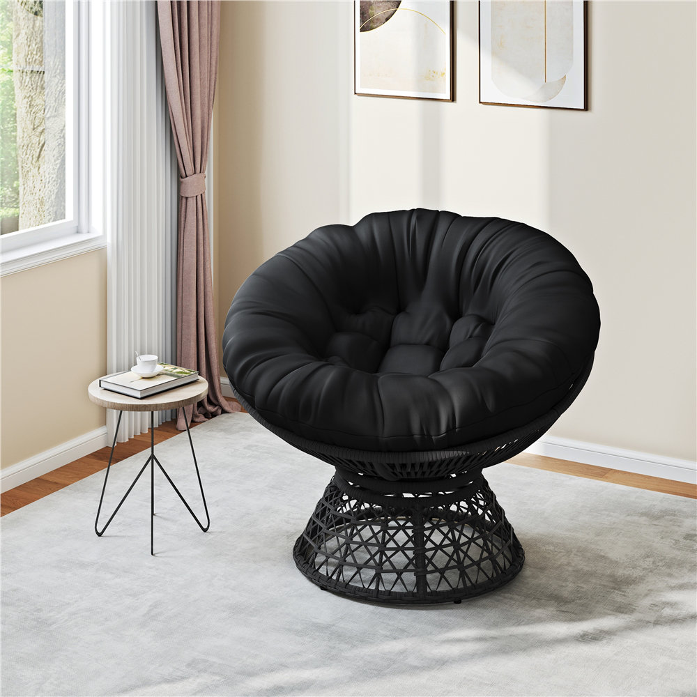 Dakota Fields 360° Rotatable PE Rattan Papasan Chair Swivel Round Chair ...