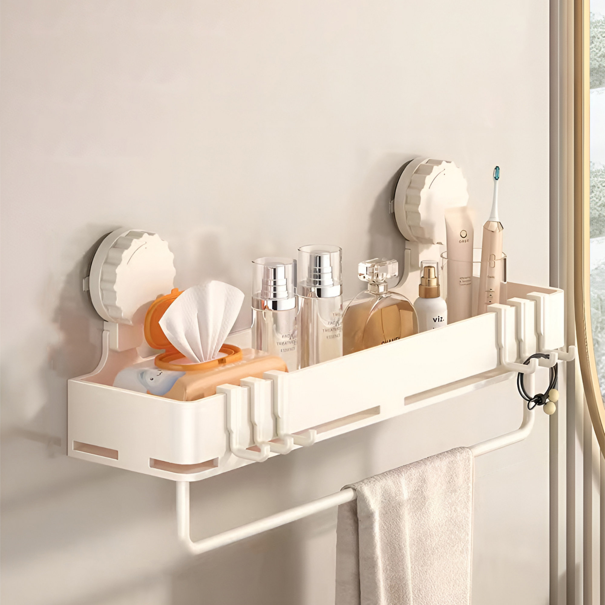 Rebrilliant Non Perforated Bathroom Wall Mounted Storage Rack, Bathroom ...