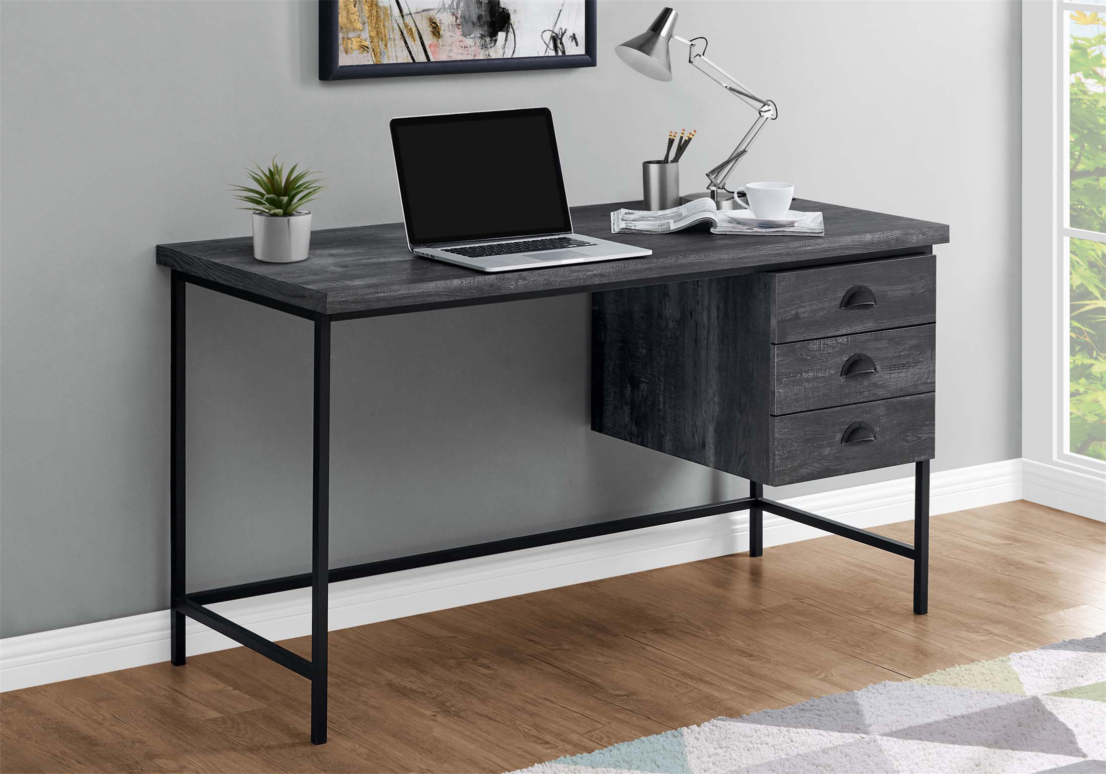 George Oliver Spacious 55-Inch Computer Desk With Storage Drawers ...