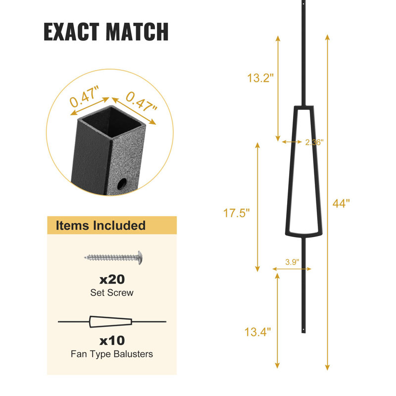 BTERAZ Iron Balusters 10 Pack, Ellipse | Wayfair
