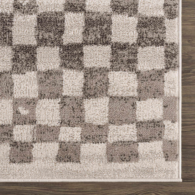 Union Rustic Jasha Checkered Beige/Brown Area Rug & Reviews | Wayfair