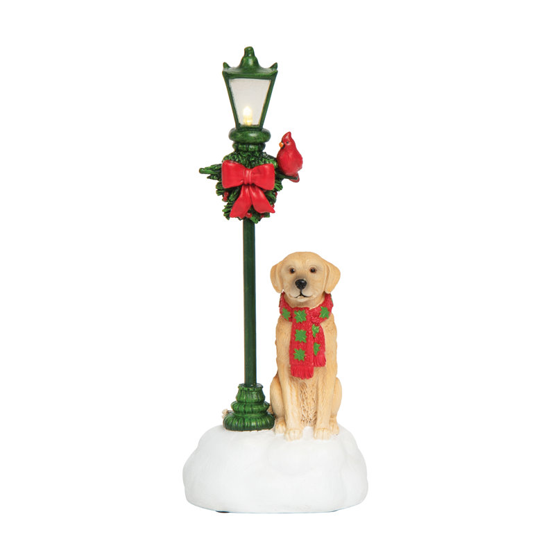 The Holiday Aisle® Lamp Post Lab Figurine | Wayfair