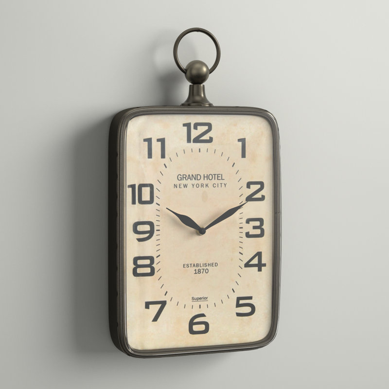 Charlton Home® Rectangle Metal Hanging Wall Clock with Handle & Reviews ...