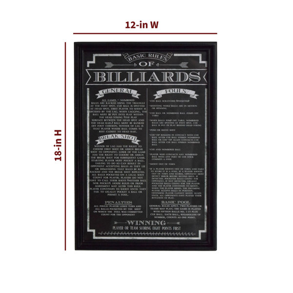 Hathaway Games 'Billiard Game Rules' - Picture Frame Textual Art Print ...