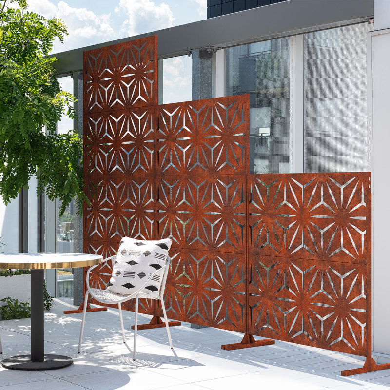 Veradek Screen Series 24" H x 45" W Corten Steel Privacy Screen Panel ...