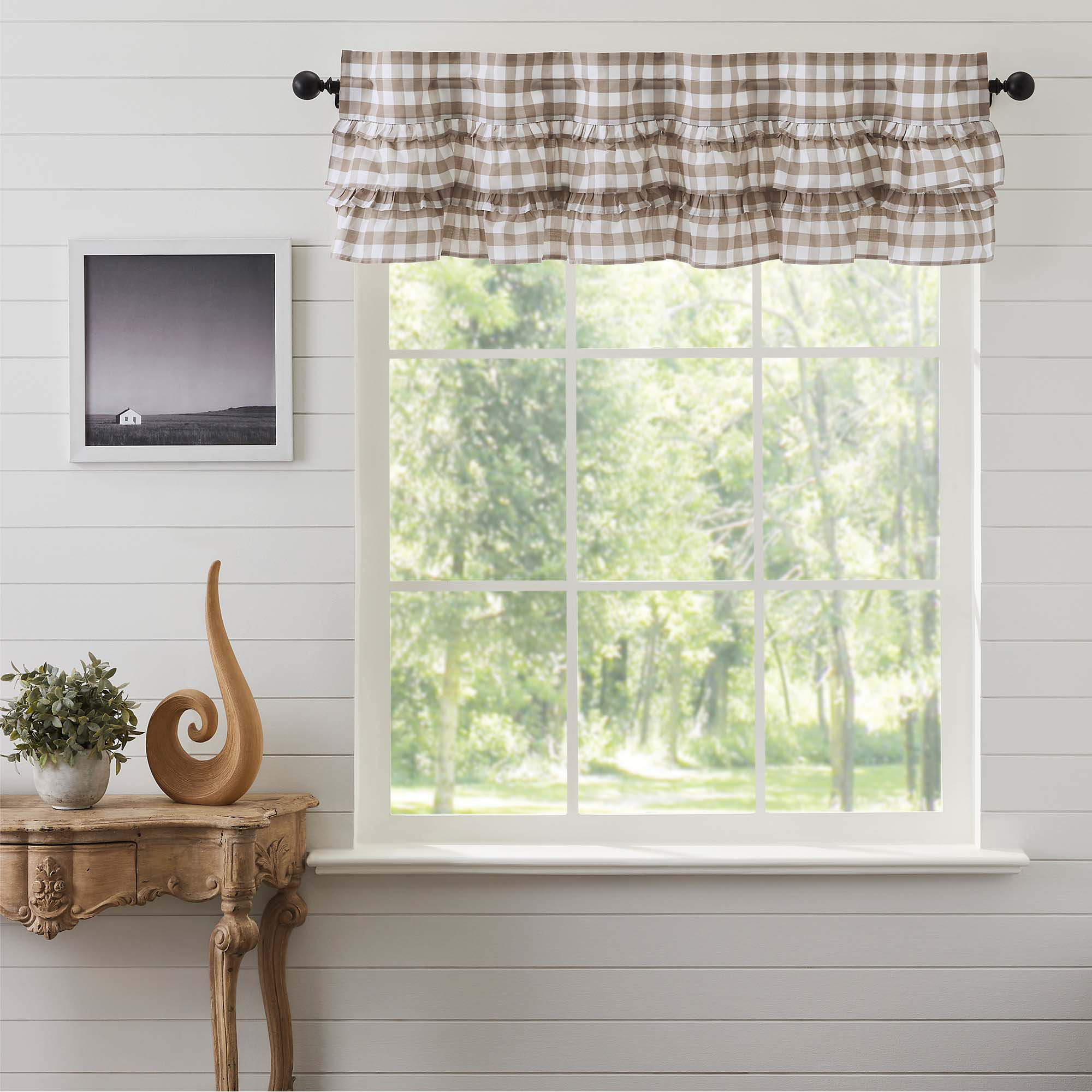 VHC Brands Annie Buffalo Check Cotton Ruffled Window Valance & Reviews ...
