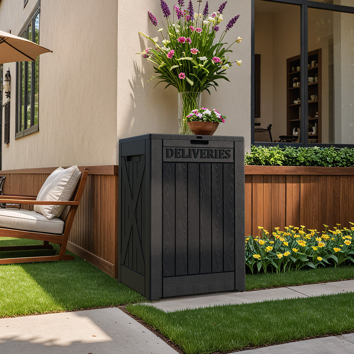 Patiowell 48-gallon Resin Package Delivery Box For Outside, Waterproof ...