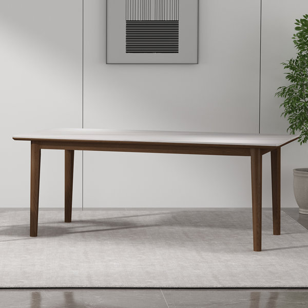 Latitude Run® Walsie Stone Top Solid Wood Base Dining Table - Wayfair ...