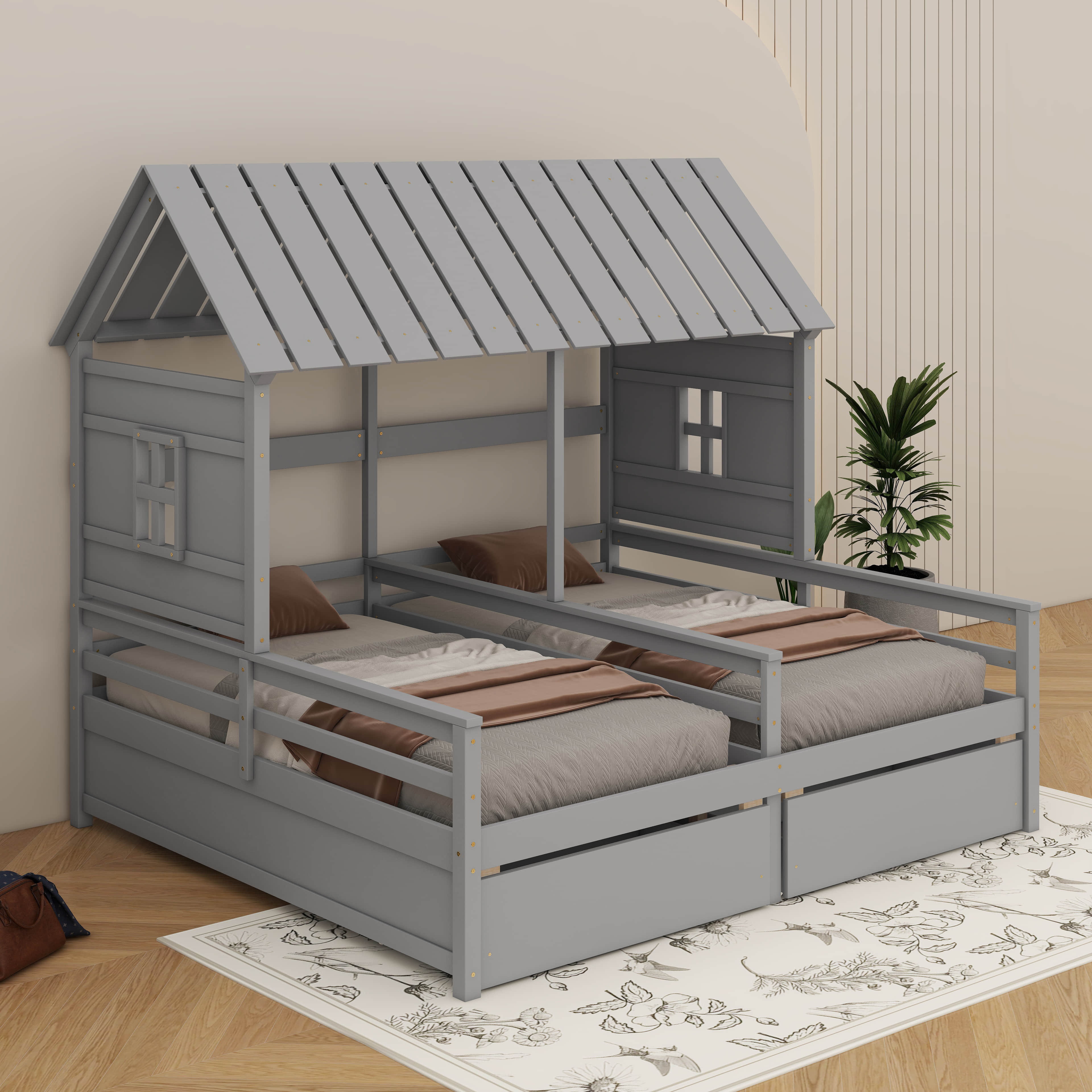 Ophelia & Co. Twin Size House Platform Bed With 2 Drawers, Composed Of ...