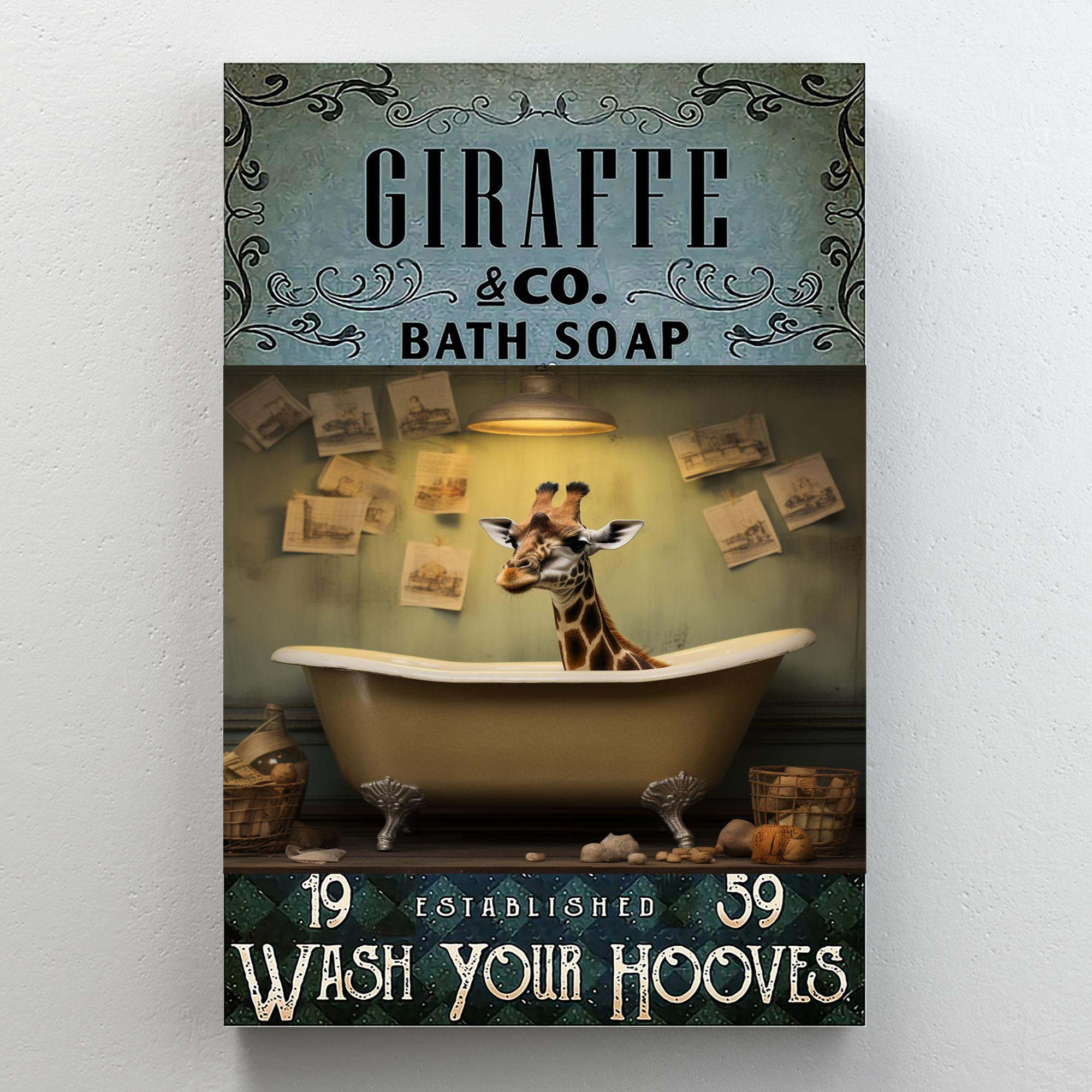 Trinx Lardge Giraffe Bath Soap On Canvas Graphic Art | Wayfair