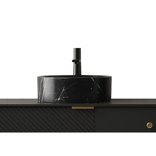 CaneCreations Bathroom Sink 14'' Round Ceramic, Stone Pattern, Matte ...