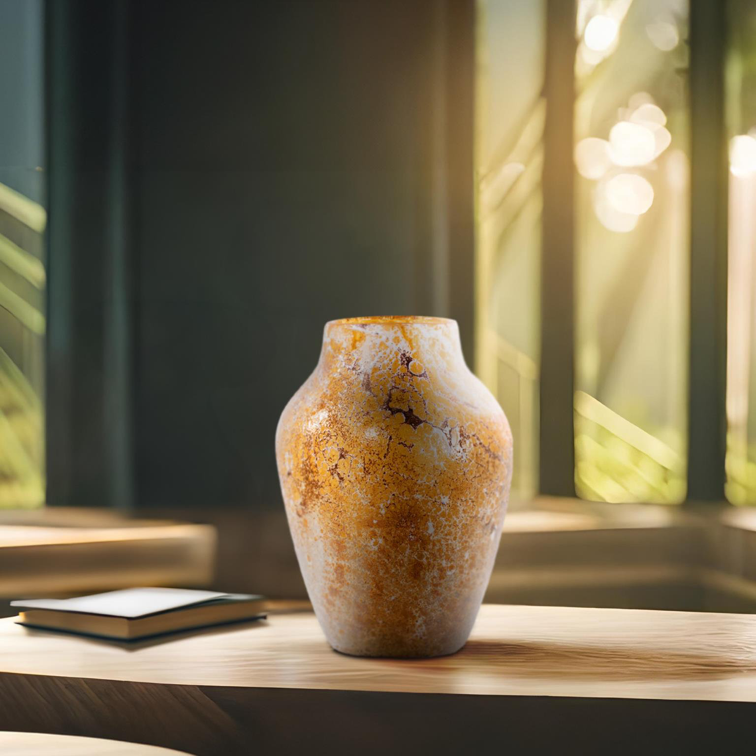 Wrought Studio™ Zynsky Art Glass in Soft Amber- Short | Wayfair