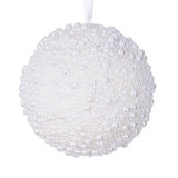 The Holiday Aisle® 4.5" White Pearl Ball Ornament, includes 3 ornaments ...