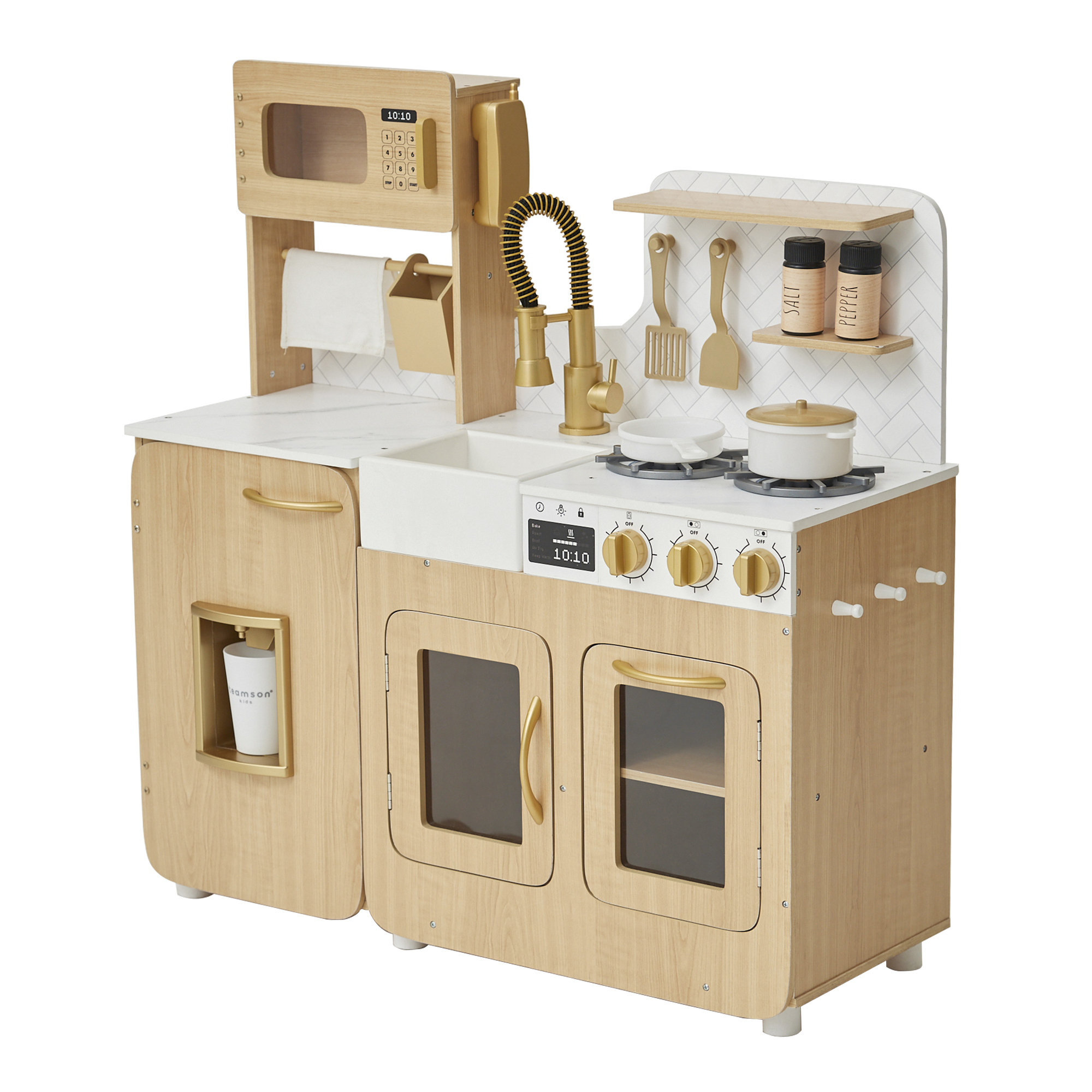 Teamson Kids Little Chef Cyprus Play Kitchen Set, Light Oak/White ...