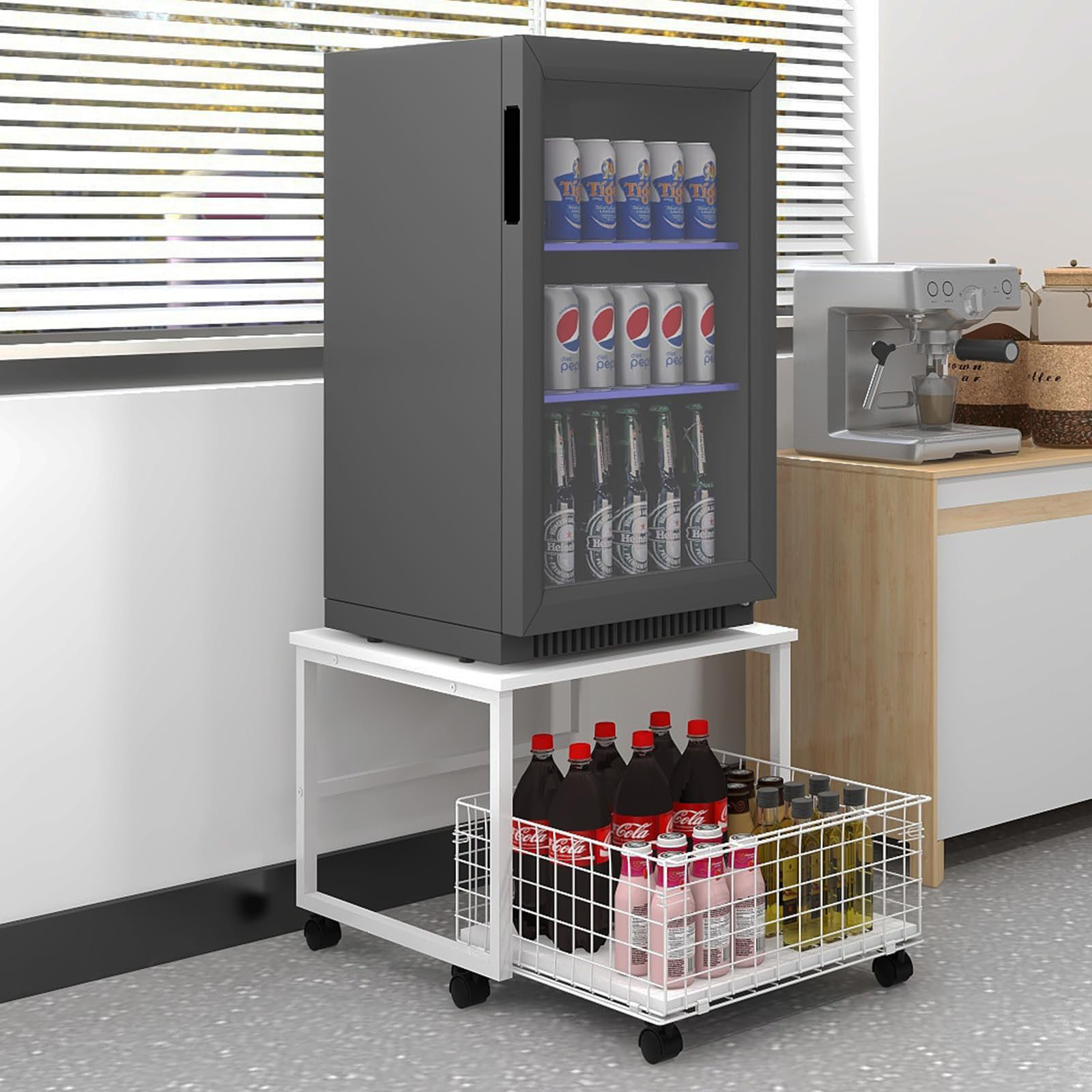 Hokku Designs Mobile Mini Fridge Stand With Large Capacity Beverage ...