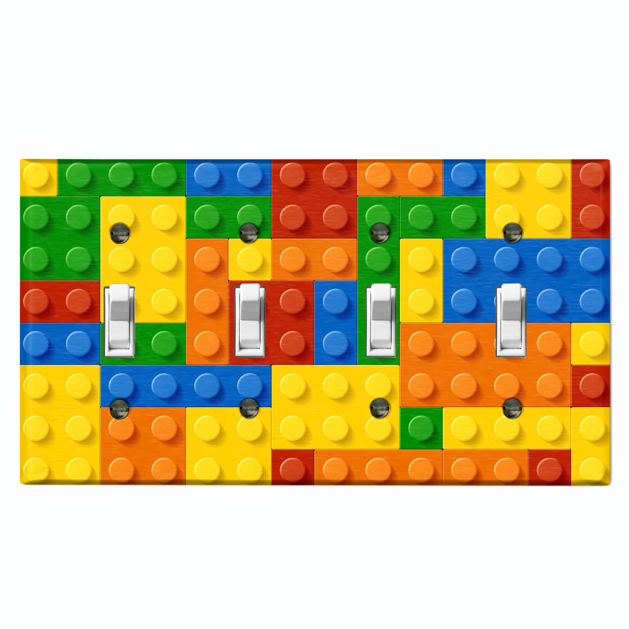 WorldAcc Colorful Brick Toy Kids Themed 4 - Gang Toggle Light Switch ...
