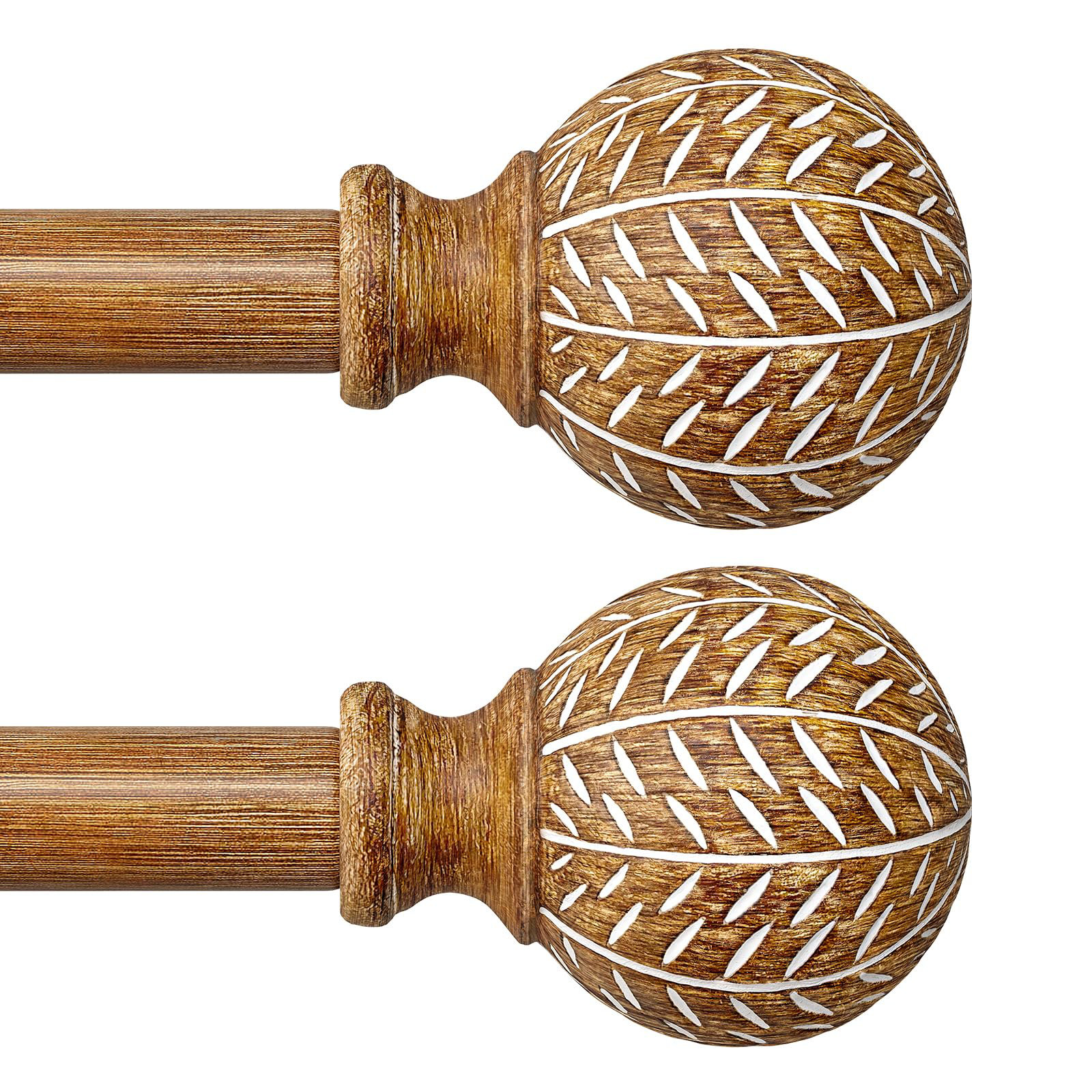 Symple Stuff 2 Pack Wood Curtain Rods For Windows 28 To 48 Inch,1 ...