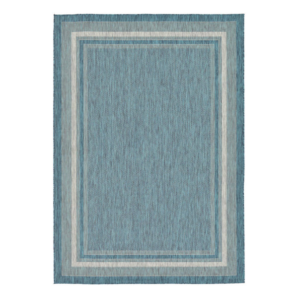 Breakwater Bay Sevil Teal/Beige/Gray Indoor/Outdoor Rug & Reviews | Wayfair