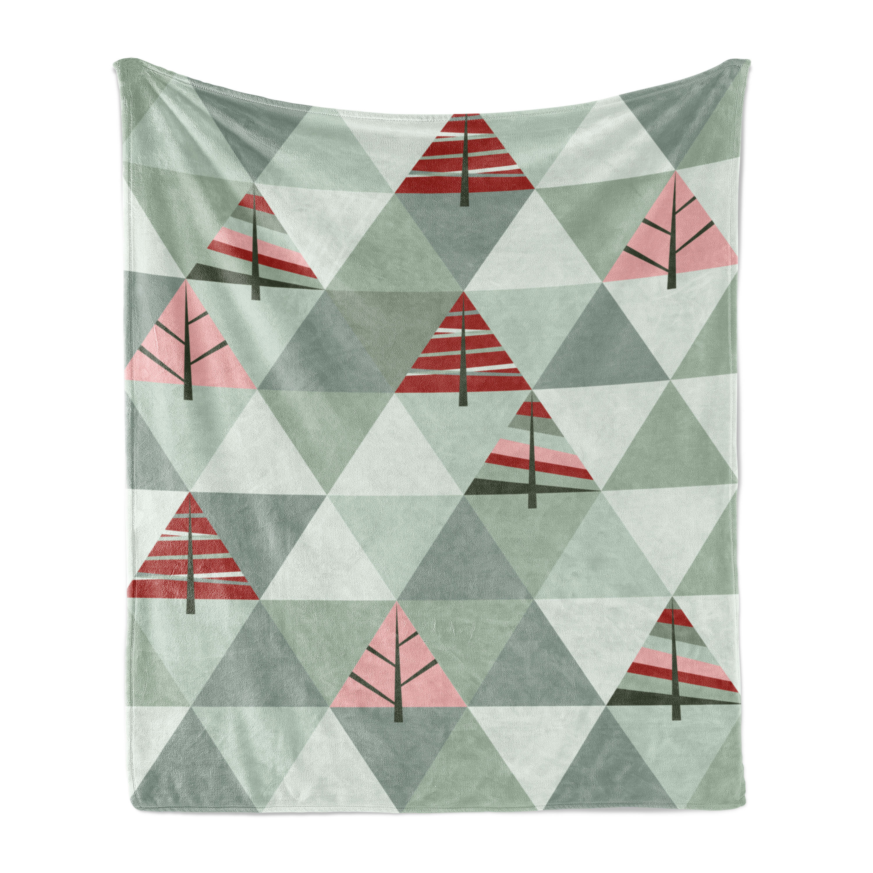 Ambesonne Tree Fleece Throw Blanket Illustration of Triangles Coral and ...