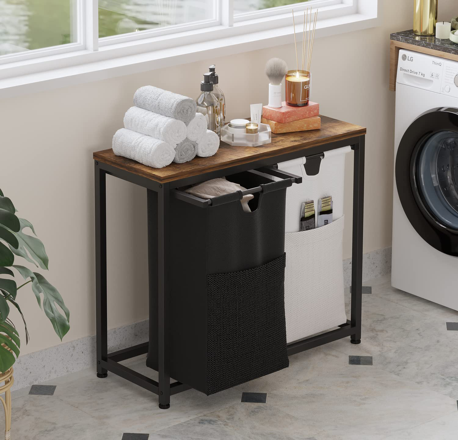 Hokku Designs Laundry Basket Double Laundry Basket With Removable Bag ...