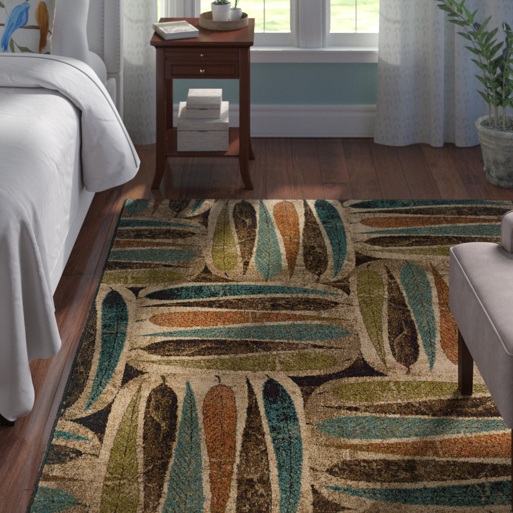 Winston Porter Cavanagh Botanical Ivory/Brown Area Rug & Reviews | Wayfair