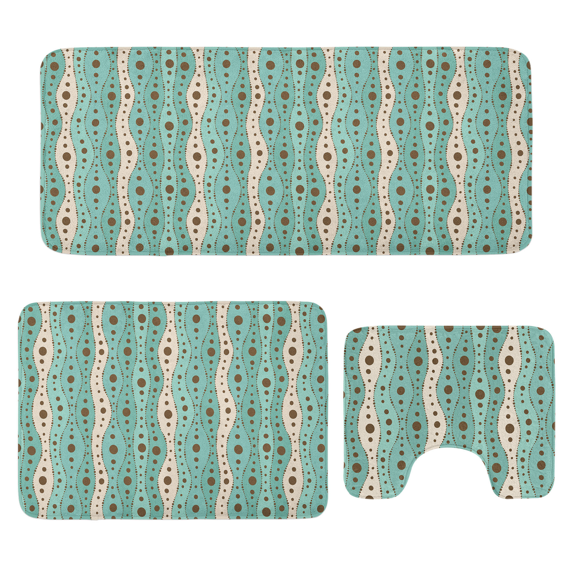 Red Barrel Studio® Turquoise Bathroom Rug Set 3 Pieces U-Shape ...