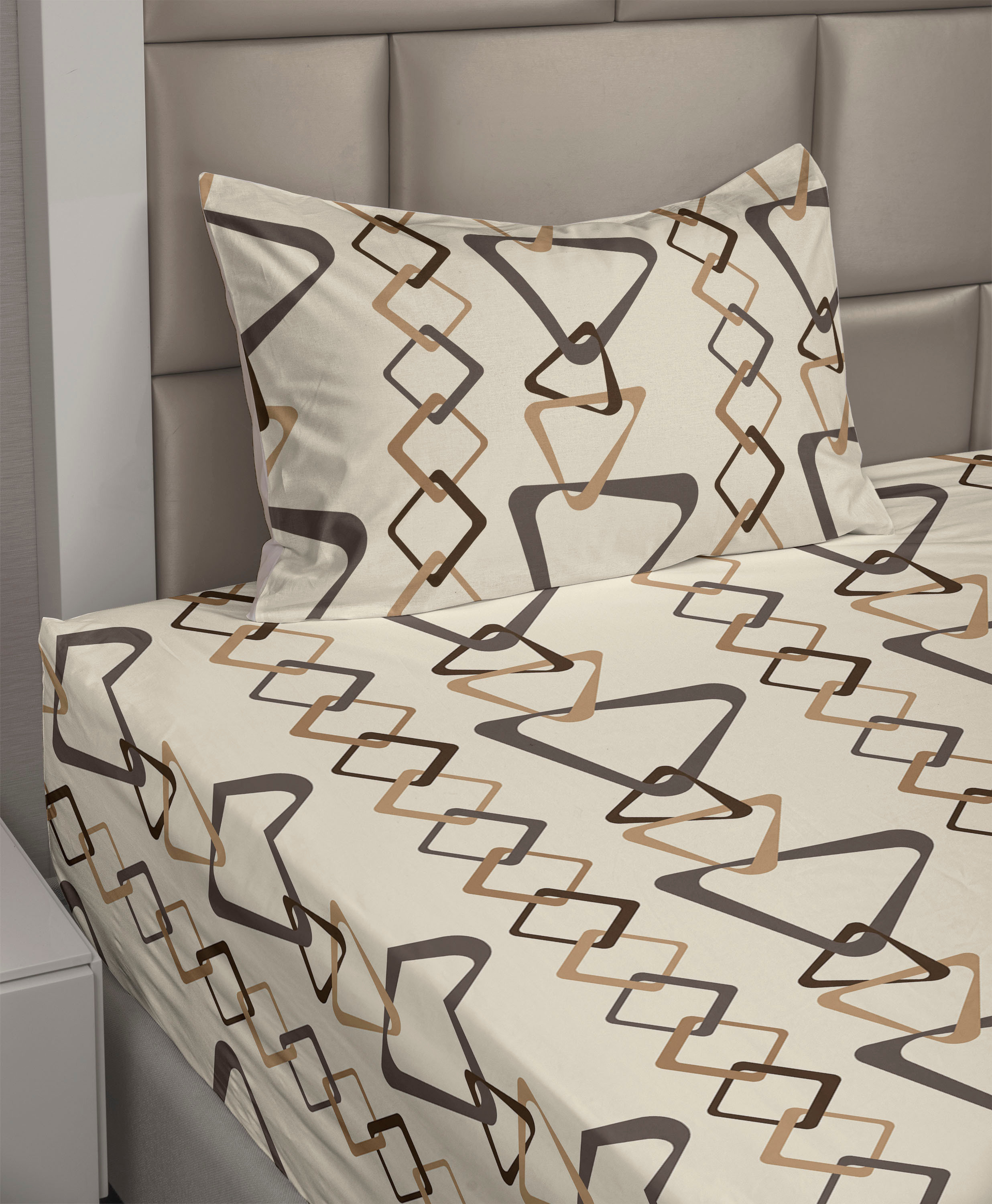 Ambesonne Abstract Sheet Set Rhombus Forms Pattern Art Taupe Caramel ...