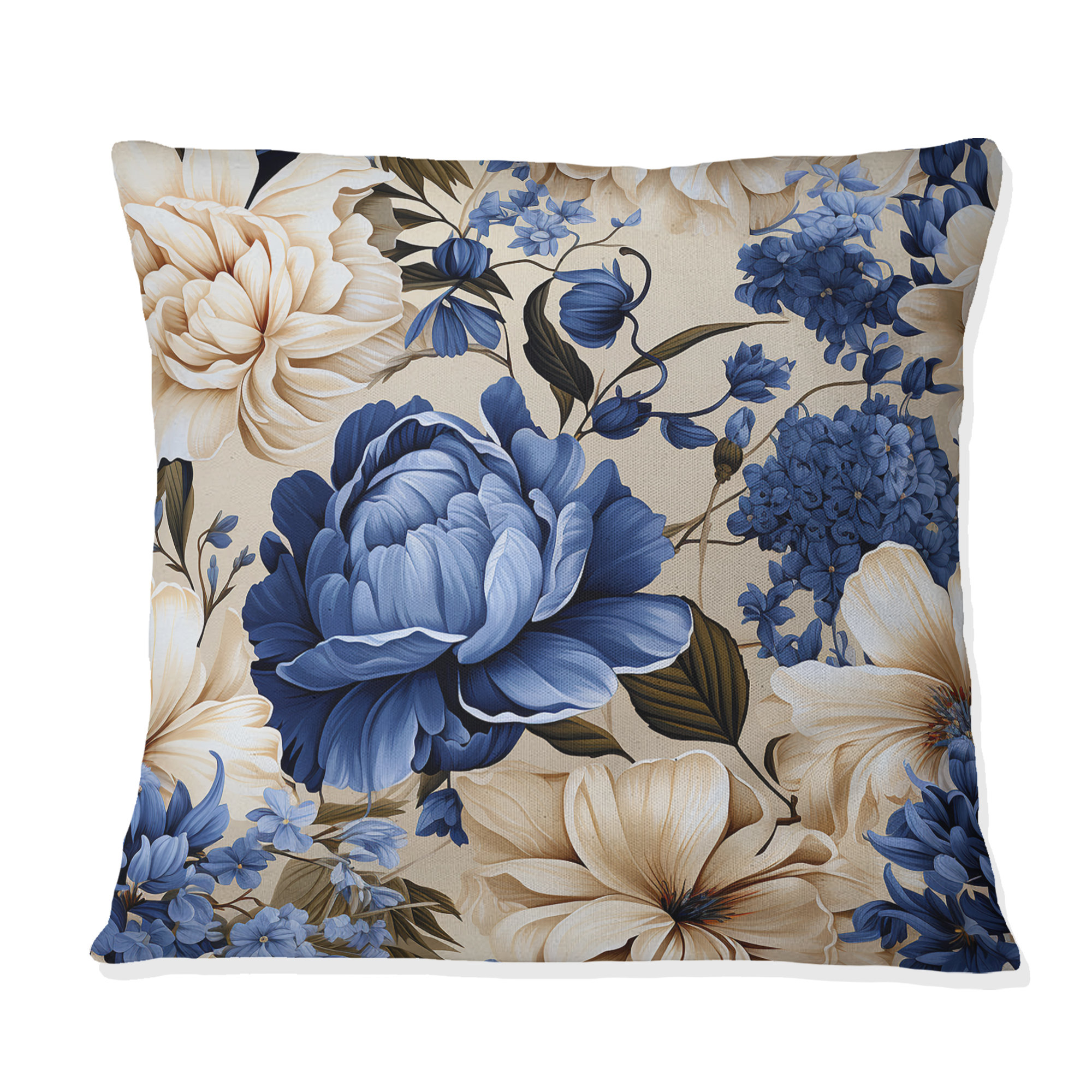 Design Art Blue Renaissance Florals Victorian Pattern III - Floral ...