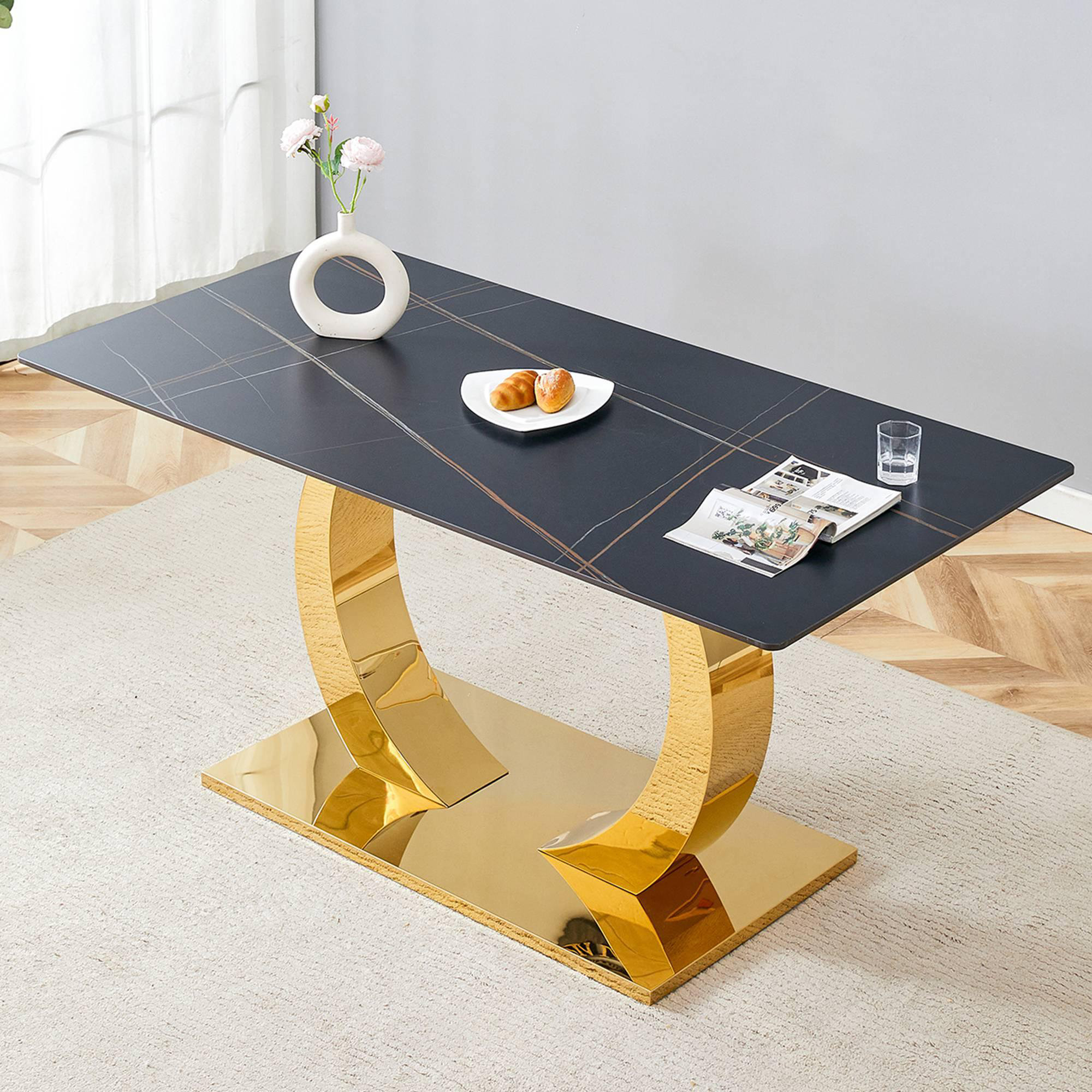 Mercer41 63 x 31.5 x 30-inch Sintered Stone Dining Table - A Perfect ...