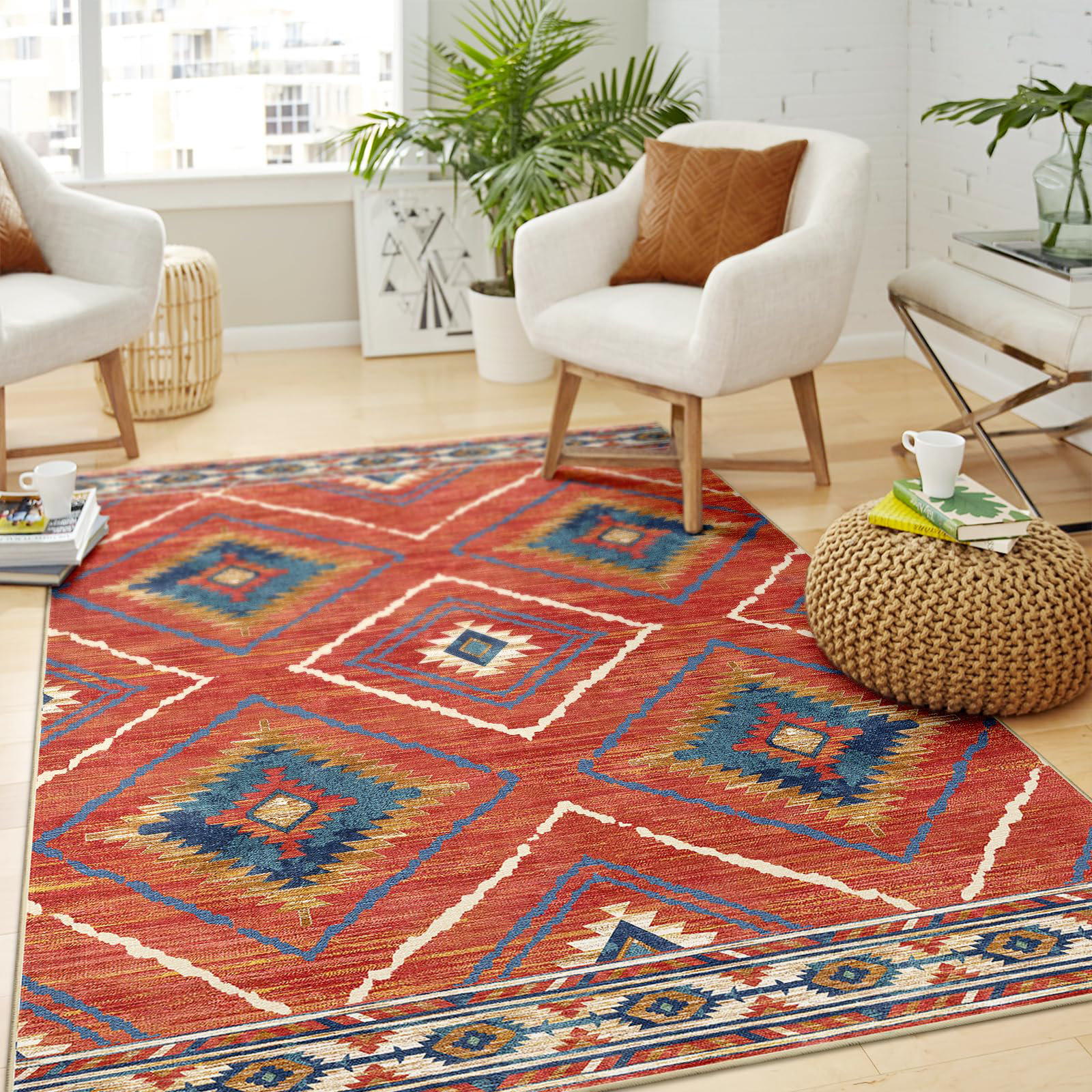 Union Rustic Rectangle Lakhveer 6x9 Wool Area Rug with Non-Slip Backing ...