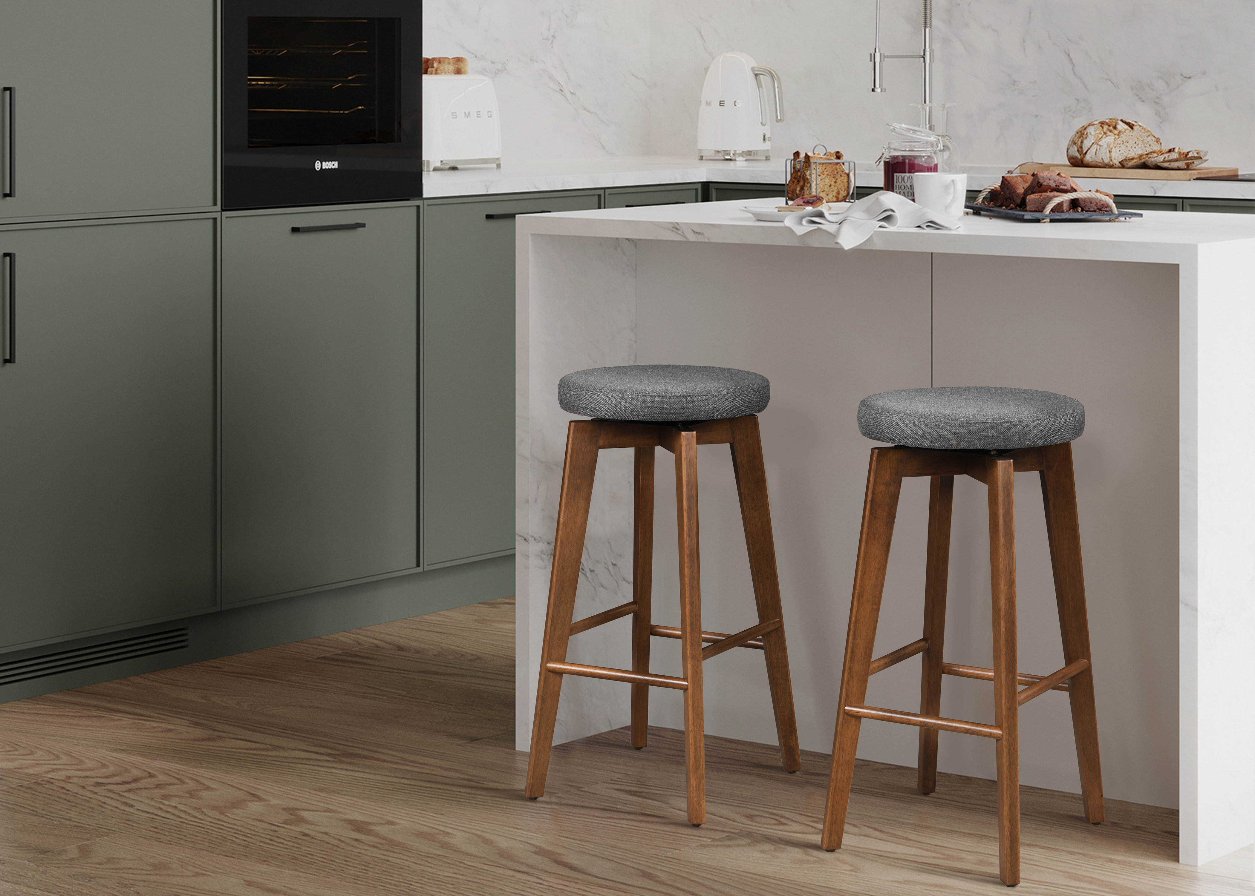 LuXeo Serena Swivel Bar Stools with Upholstered Seat & Reviews | Wayfair